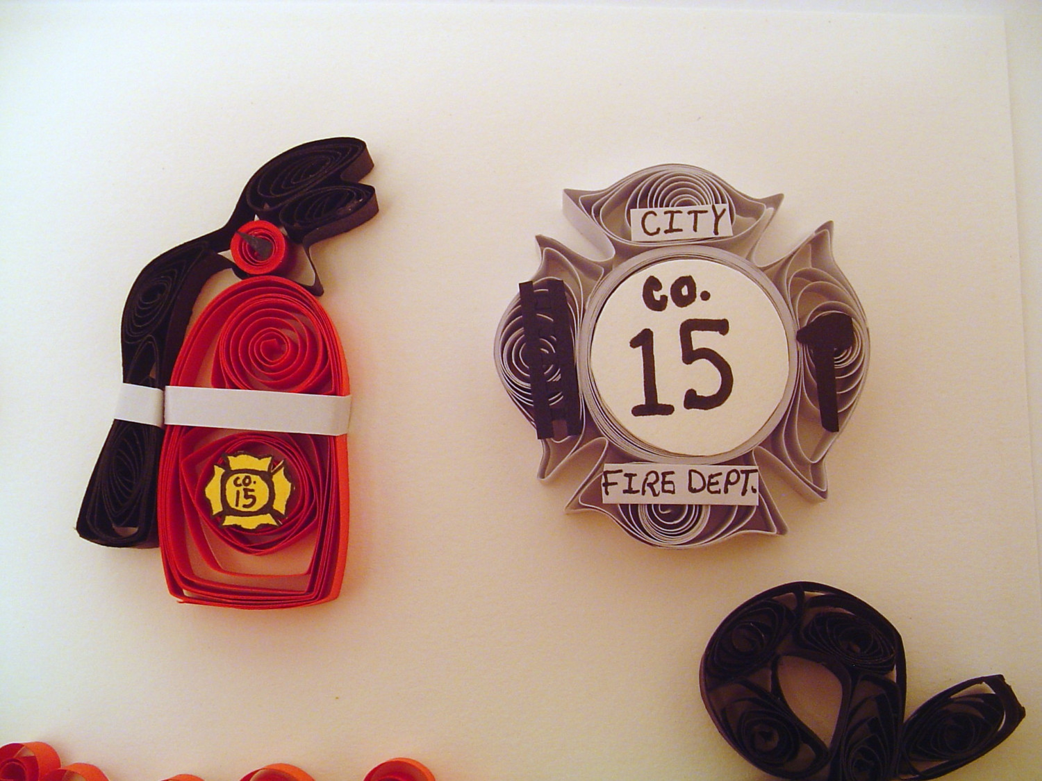 Fireman Themed Paper Quilling In Shadowbox Frame (9x11) on Luulla