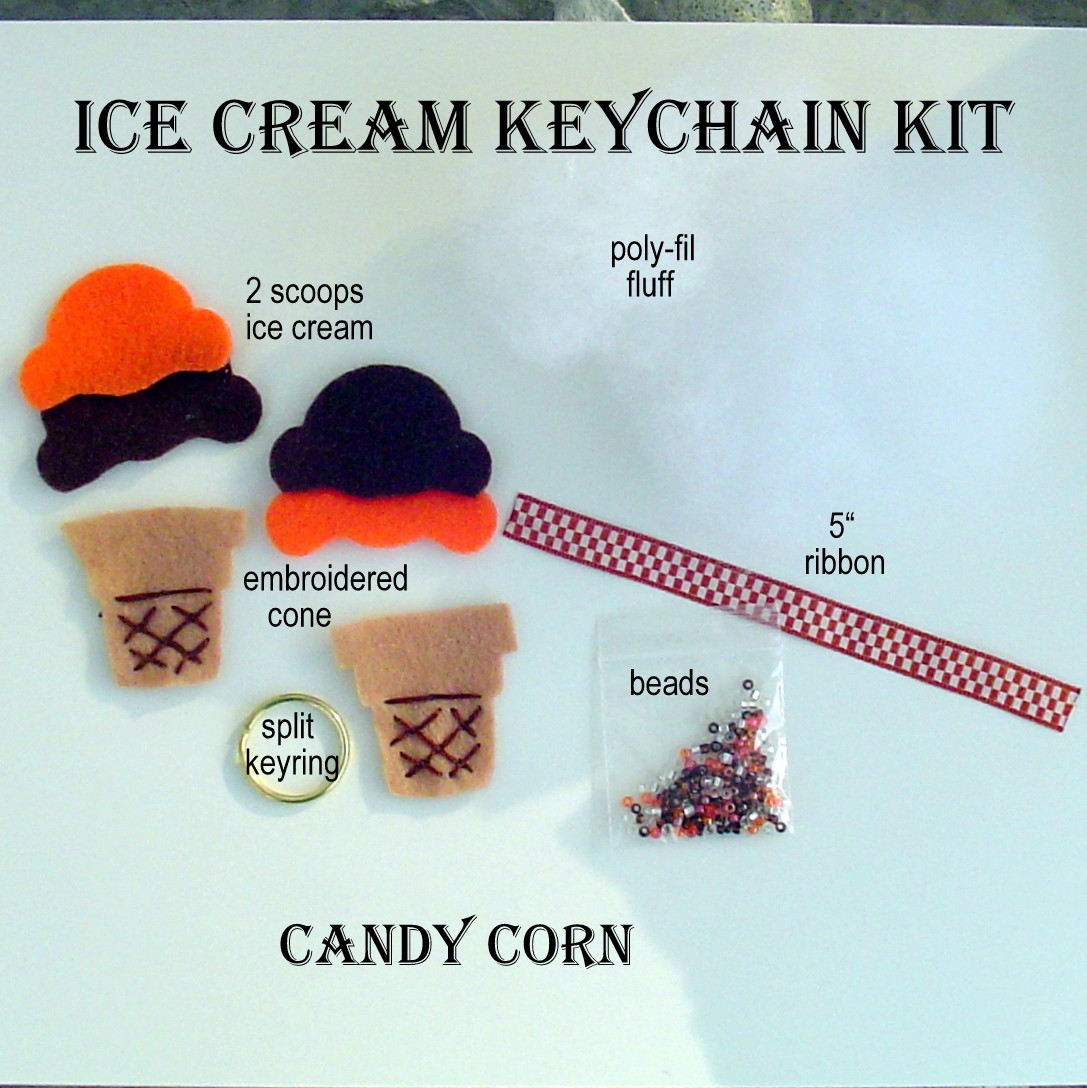 Diy Felt Ice Cream Keychain Kit (candy Corn Flavor) on Luulla